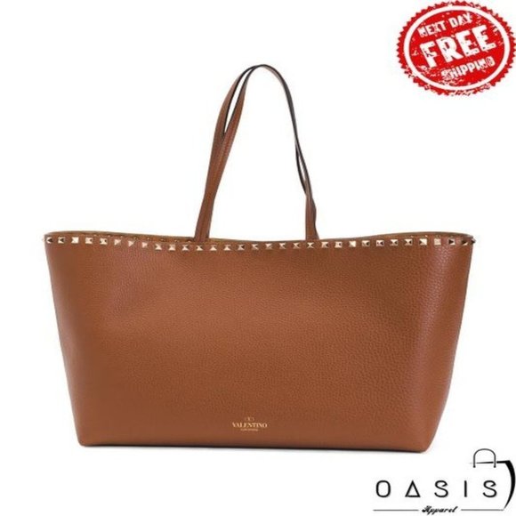 Valentino | Bags | Valentino Made In Italy Leather Studded Tote Womens ...